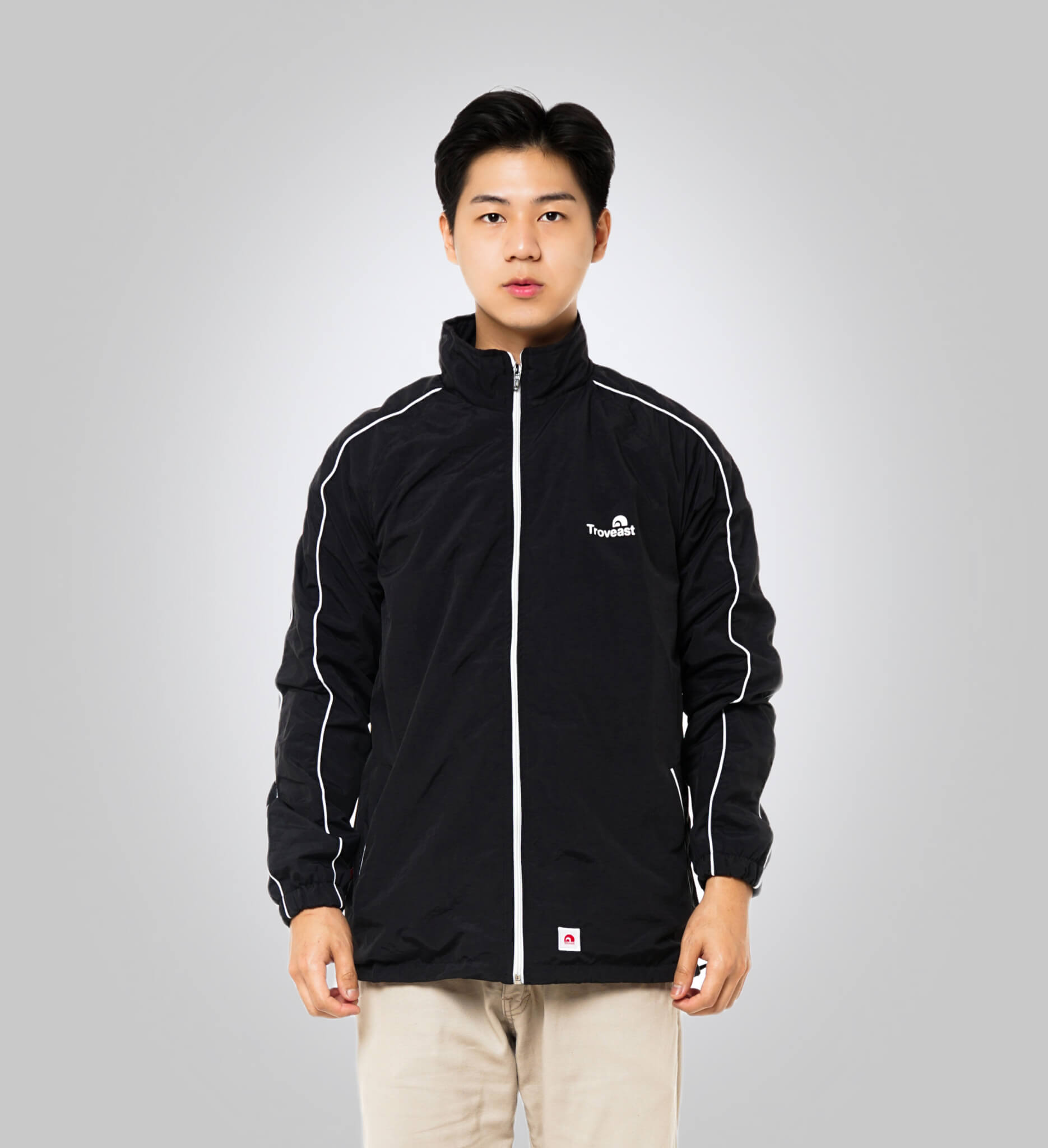 Striped High Neck Zipper Jacket – Genie-theme-jasmine